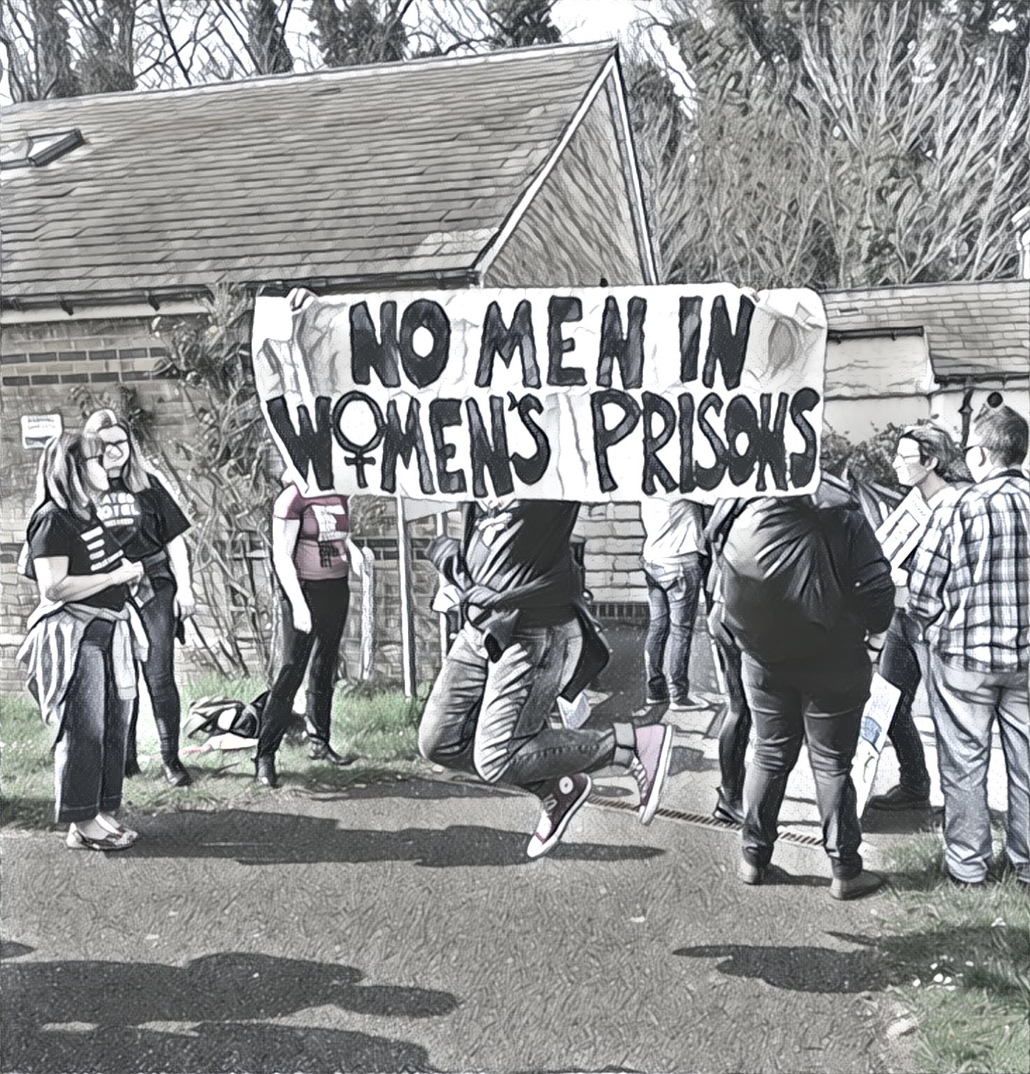 Protest at Downview Prison - no men in women's prisons -Lily Maynard